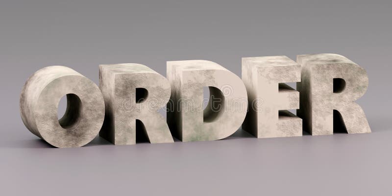 Concrete Inscription Order on Grey Podium, Soft Light, Smooth ...