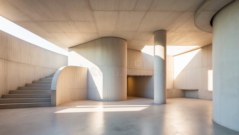 Concrete Interior with Bright Sunlight Streaming through an ...
