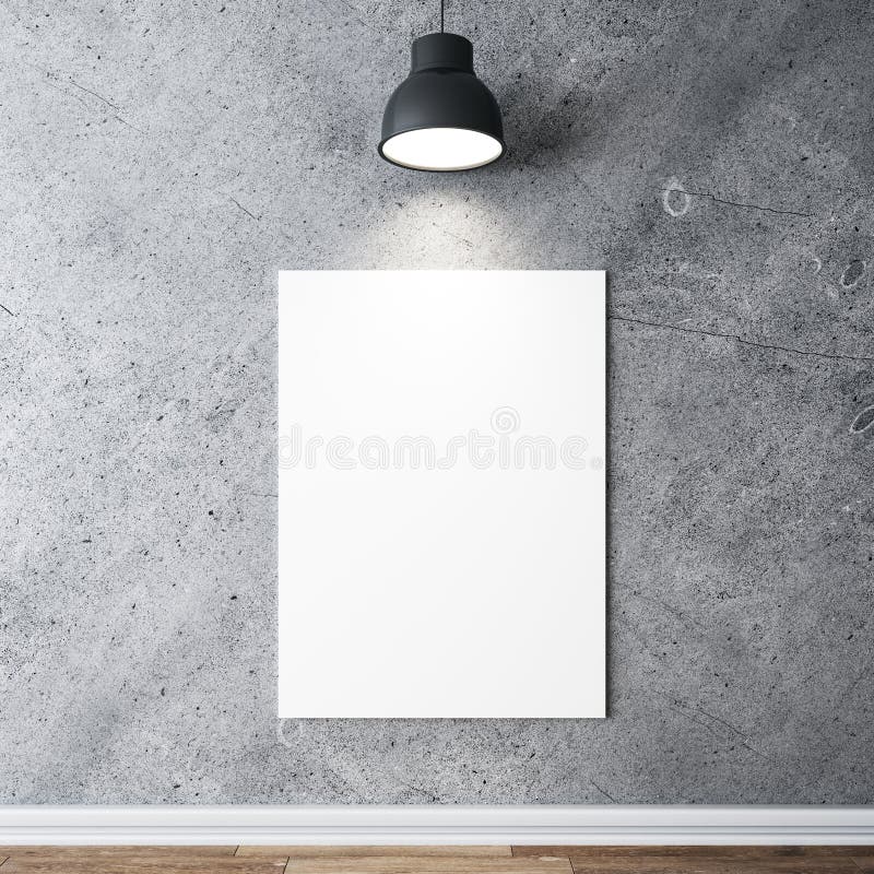 Concrete Interior with Lamp on Ceiling and Poster Stock Illustration ...