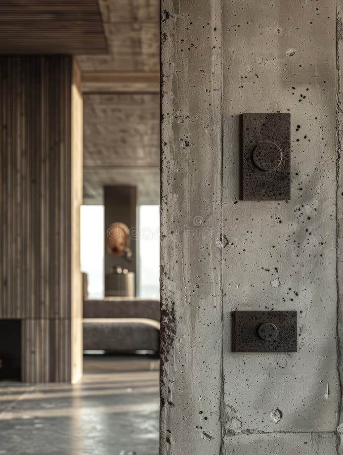 Concrete Interior with Modern Industrial Design Elements. Stock Image ...