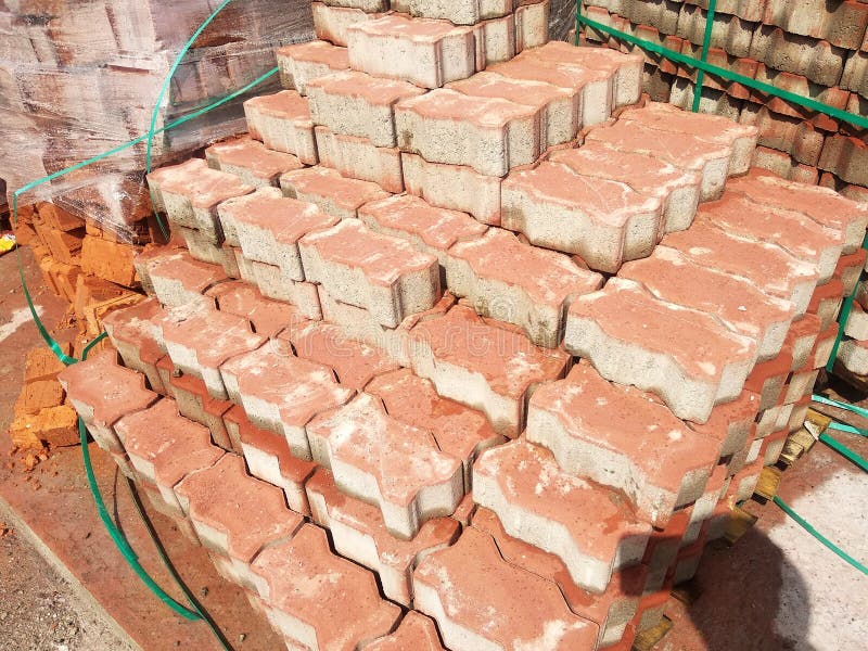 Concrete Interlocking Pavers and Material Under Construction at the ...