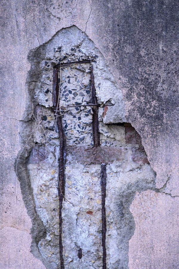 Iron Rods Coming Out Leaving the Plaster Stock Image - Image of ...