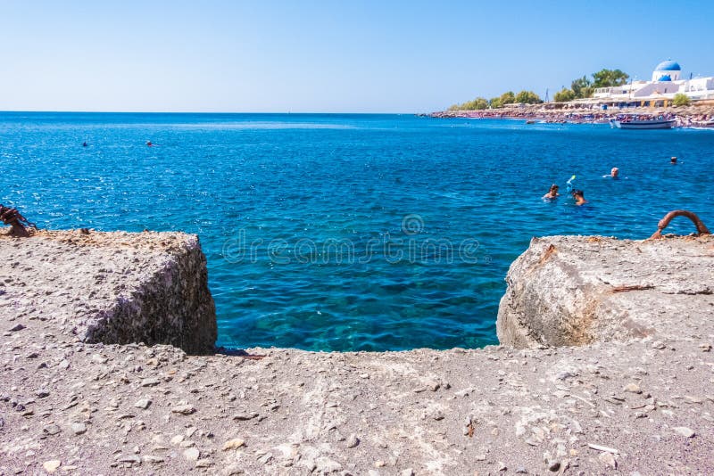 Concrete Jetty Stretches into the Aegean Sea from the Coast of ...