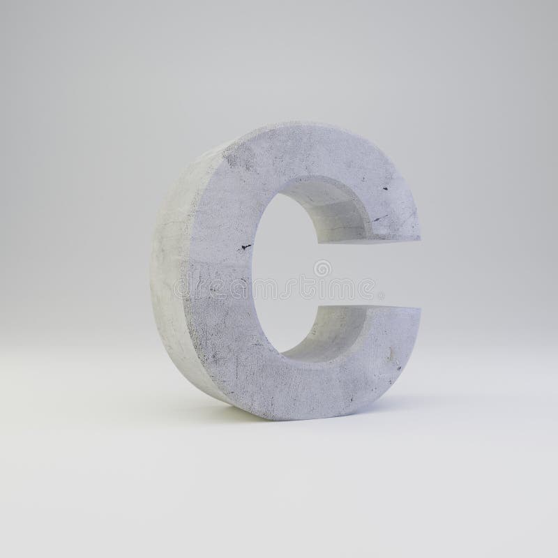 Concrete Letter C Uppercase with Plaster Texture Isolated on White ...