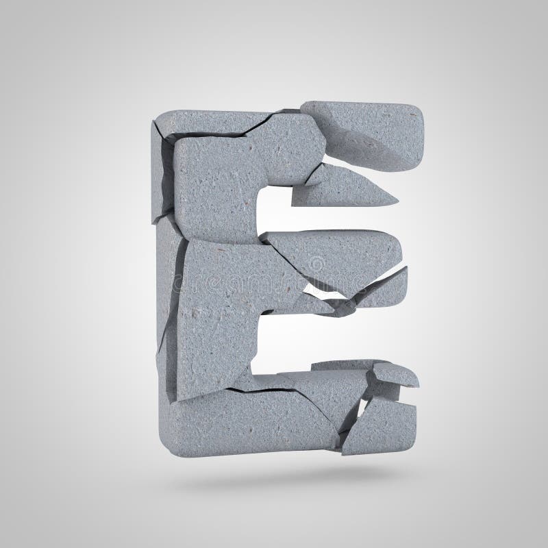 Concrete Letter E Uppercase Stone Font Isolated on White Background ...