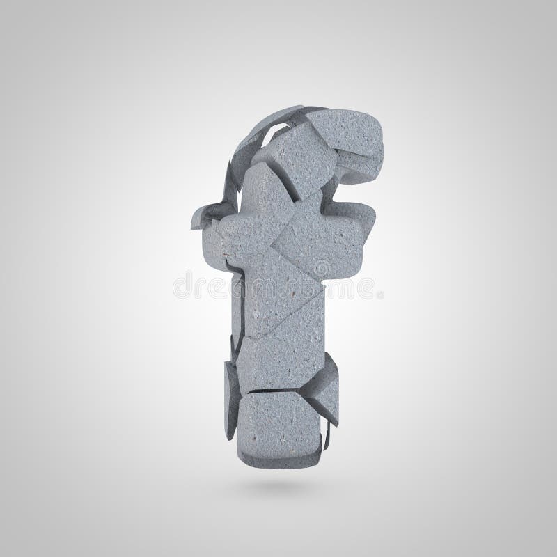 Concrete Letter F Lowercase Stone Font Isolated on White Background ...