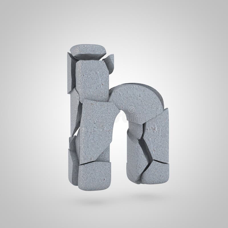 Concrete Letter H Lowercase Stone Font Isolated on White Background ...