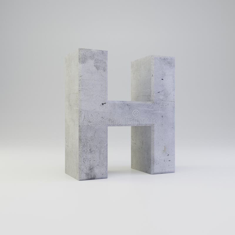 Concrete Letter H Uppercase with Plaster Texture Isolated on White ...