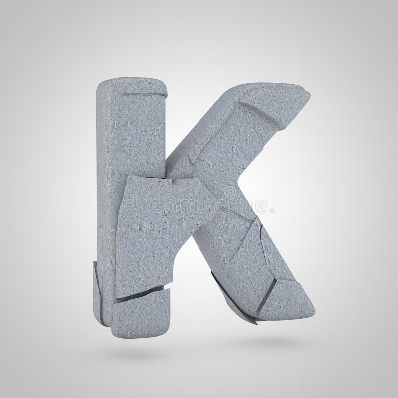 Concrete Letter K Uppercase Stone Font Isolated on White Background ...