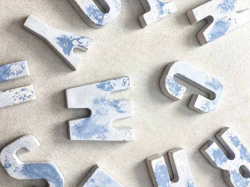 Concrete Letters of Alphabet Stock Photo - Image of writing, blue ...