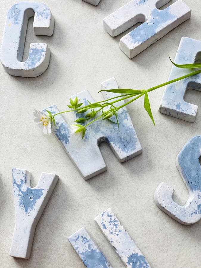 Concrete Light Blue Letters Stock Image - Image of white, decor: 272302119