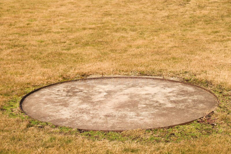Manhole with the Concrete Cover on Basement Stock Image - Image of ...