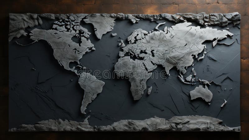 Concrete Minimalism: World Map in Subtle Simplicity Stock Illustration ...