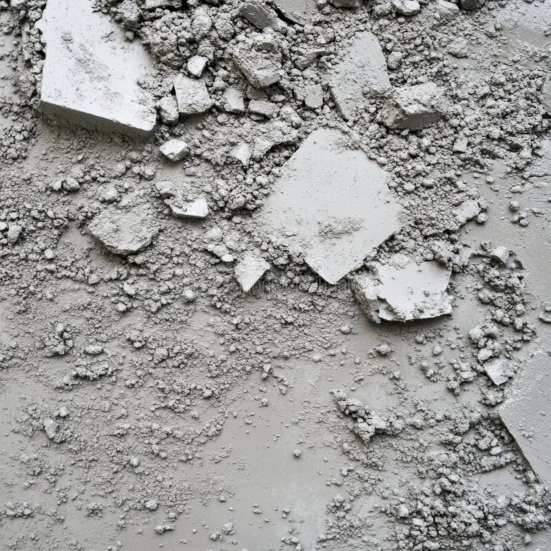 Concrete Mix Scattered on a Flat Surface with Chunks and Fine Particles ...