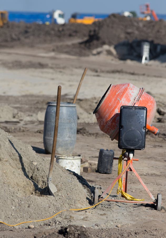 Concrete Mixer at Building Site Stock Image - Image of electric ...