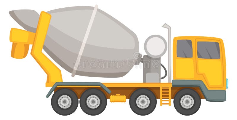 Concrete Mixer Cartoon Icon. Construction Machine Side View Stock ...