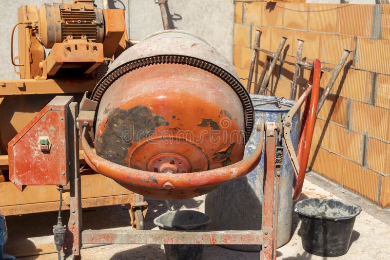 Concrete Mixer at a Construction Site Stock Image - Image of cellar ...