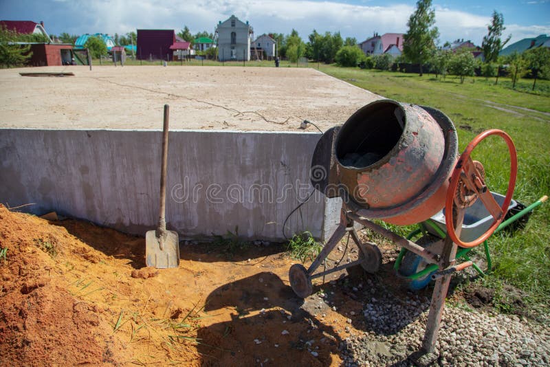 Concrete Mixer is at the Construction Site Stock Image - Image of color ...