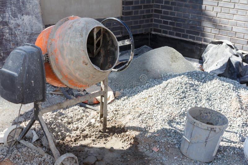 Concrete Mixer at a Construction Site. Construction Equipment for ...