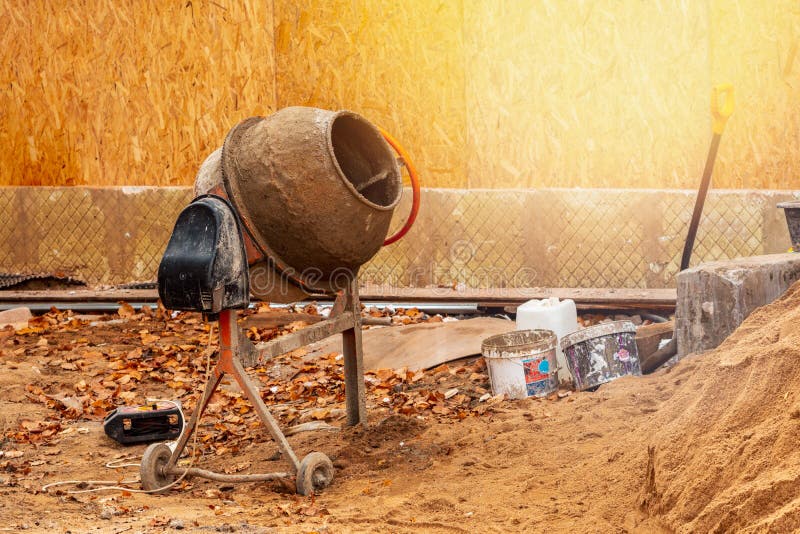 Concrete Mixer at Construction Site Stock Image - Image of construction ...