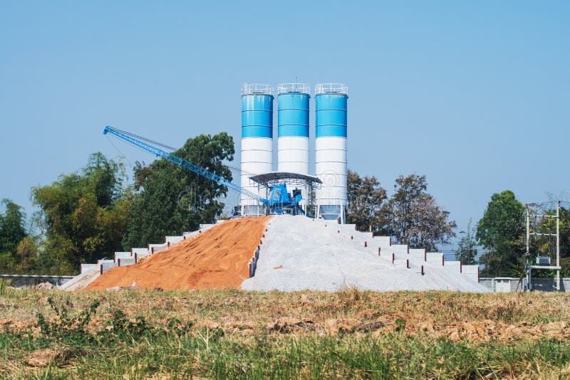 Concrete mixer factory stock photo. Image of equipment - 110182500