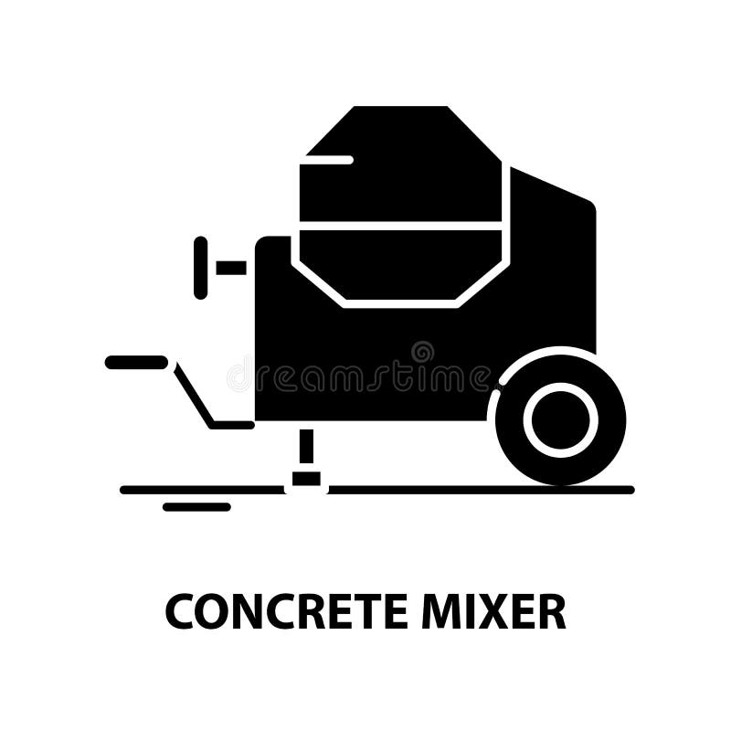 Concrete Mixer Icon, Black Vector Sign with Editable Strokes, Concept ...