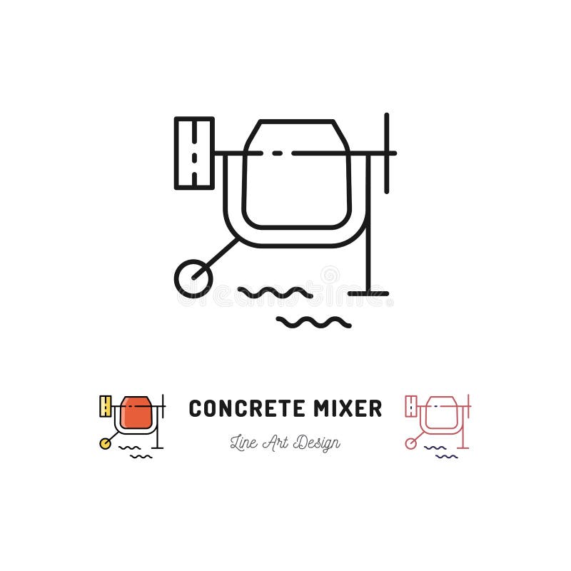 Concrete Mixer Icon, Cement Mixer Sign. Vector Thin Line Art Symbol ...