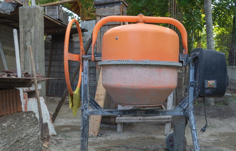 Concrete Mixer Placed on a Construction Site Close Up Stock Image ...