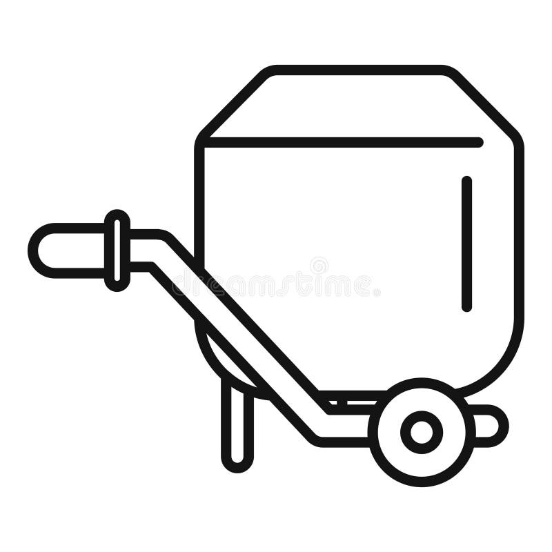 Concrete Mixer Pushing by Construction Worker on White Background Stock ...