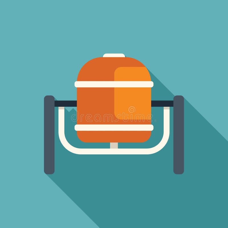 Concrete Mixer Standing on Construction Site Icon Stock Vector ...