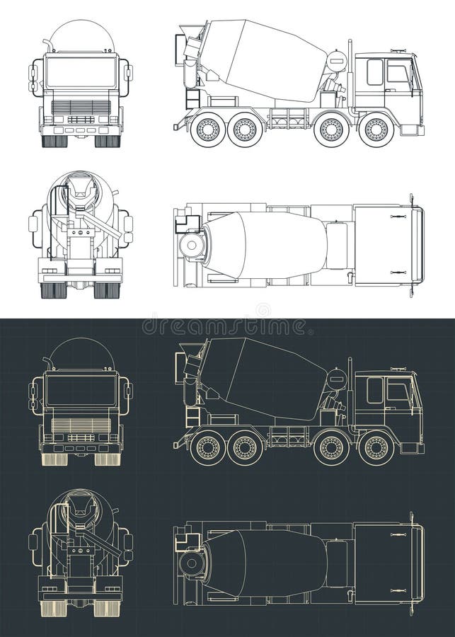 Concrete Mixer Truck Blueprints Stock Vector - Illustration of industry ...