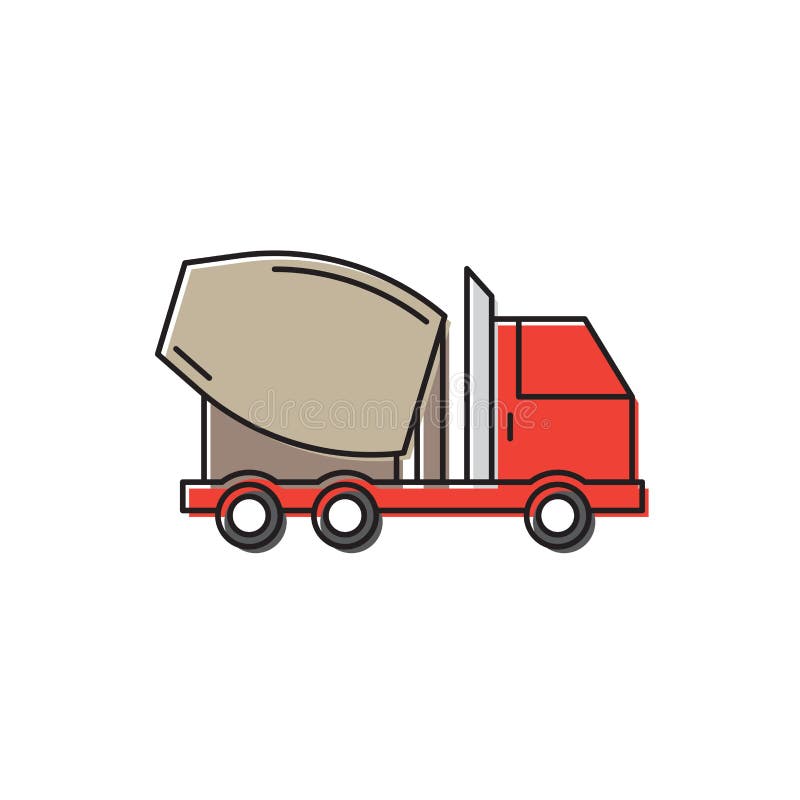 Concrete Mixer Truck Vector Icon Isolated on White Background Stock ...