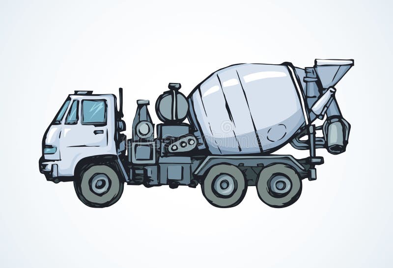 Concrete Mixer. Vector Drawing Stock Vector - Illustration of large ...