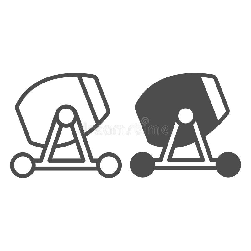 Concrete Mixer on Wheels Line and Solid Icon, Making Road Concept ...