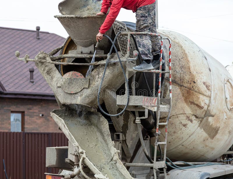 Concrete Mixing Machine at a Construction Site. Stock Photo - Image of ...