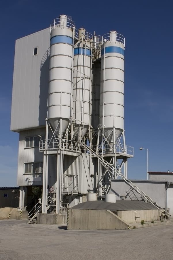 Concrete Mixing Silo, Site Construction Facilities. Stock Image - Image ...