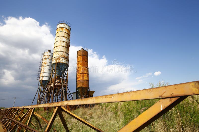 Concrete Mixing Silo, Site Construction Facilities Stock Image - Image ...