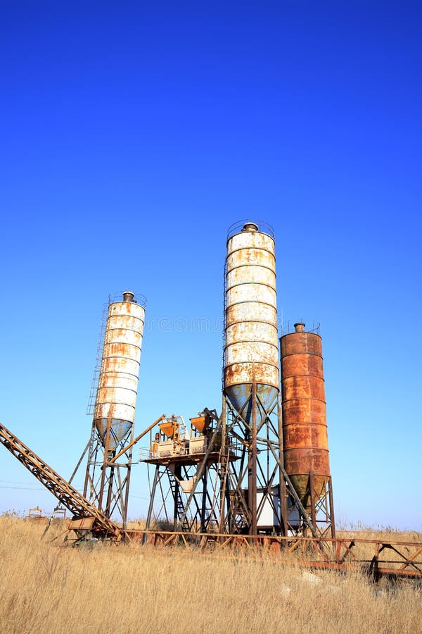 Concrete mixing tower stock photo. Image of engineering - 173901582