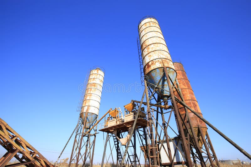 Concrete mixing tower stock image. Image of manufacture - 173901715