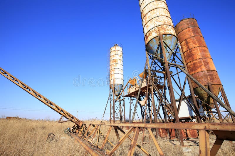 Concrete mixing tower stock photo. Image of building - 173901786