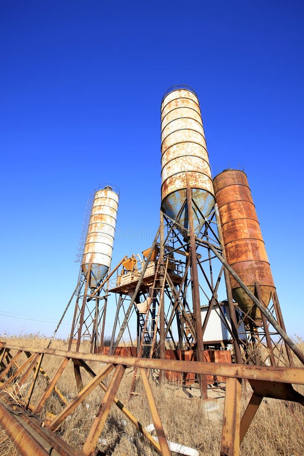Concrete mixing tower stock image. Image of equipment - 173902223