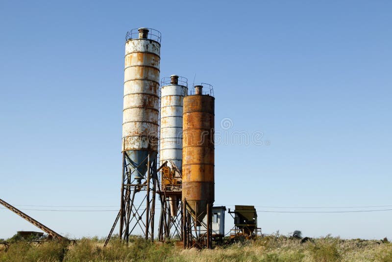 Concrete mixing tower. stock image. Image of machinery - 124079017