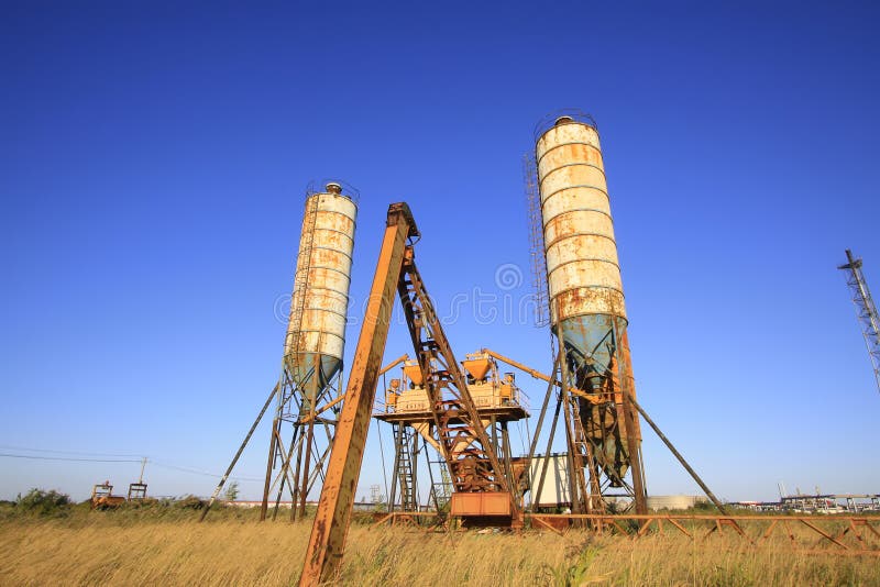 Concrete mixing tower. stock image. Image of mixing - 124079267