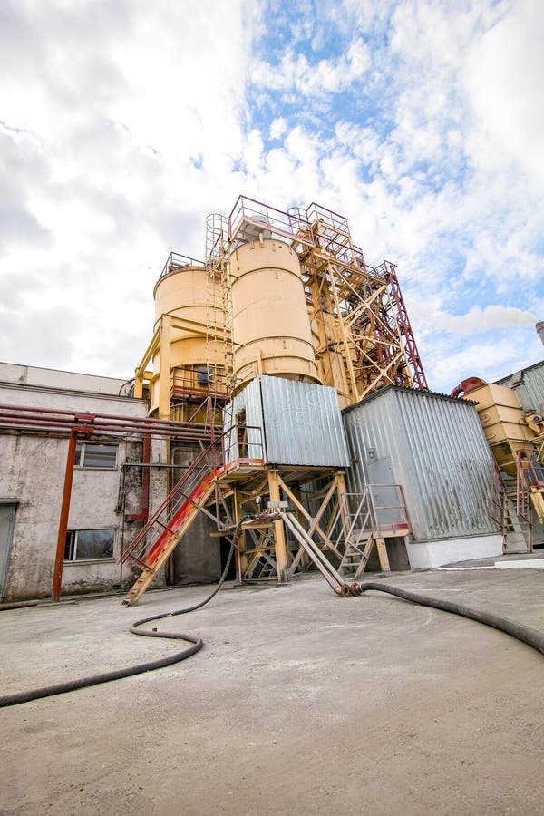 Concrete Mixing Tower of the Factory Stock Image - Image of green ...