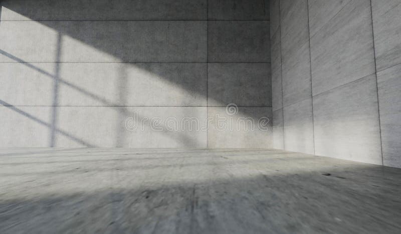 Concrete Modern Interior Space. Blank Walls and Sunlight Casting ...
