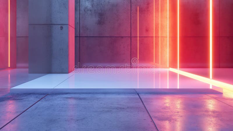 Concrete and Neon Modern Futuristic Interior. Generative AI Stock Image ...