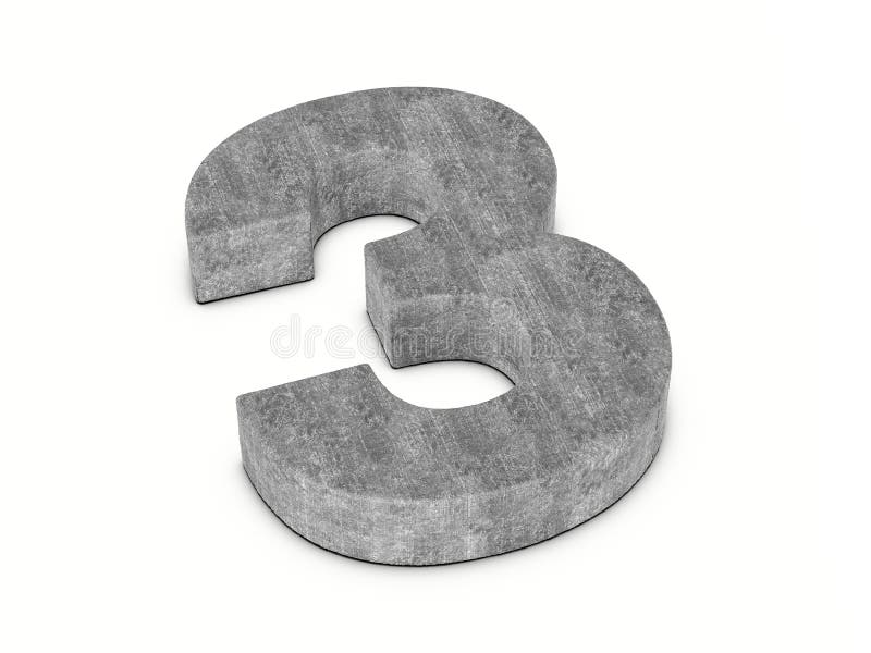 Concrete number three stock illustration. Illustration of rustic ...