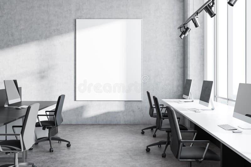 Concrete Office with Poster Stock Illustration - Illustration of ...