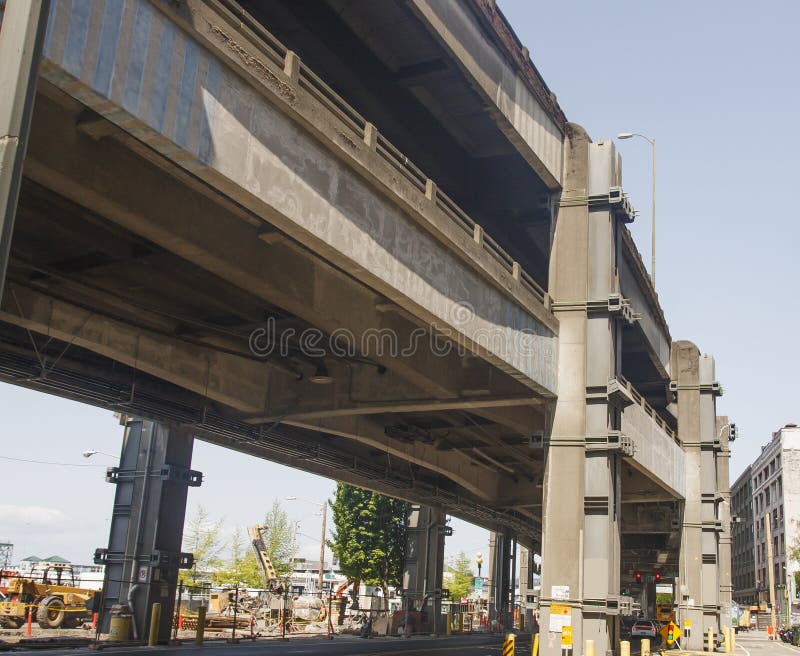 Concrete Overpass in Seattle Stock Image - Image of transportation ...
