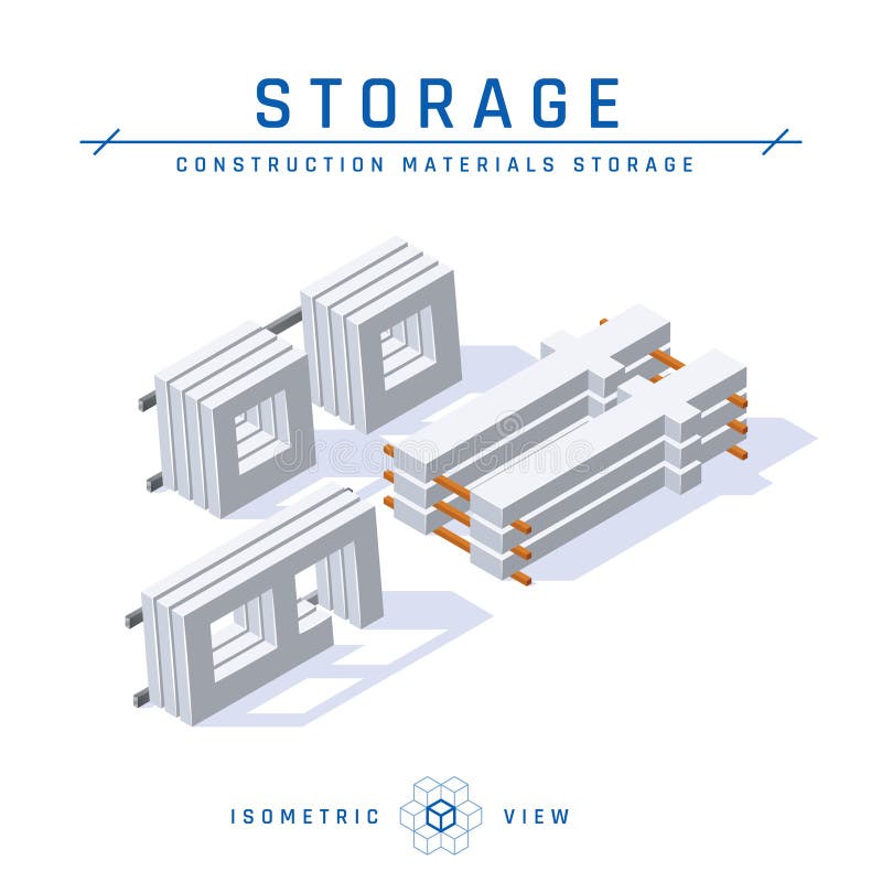 Concrete Panels in Isometric View, Vector Icons Stock Vector ...